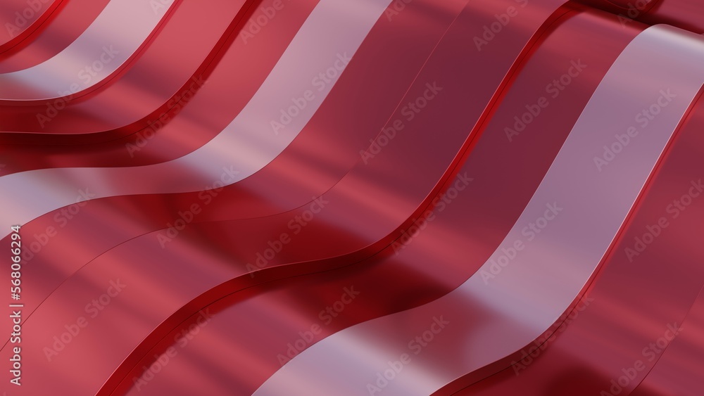 Red Background Metal Wavy Stripes, 3D Render Abstract Background ...