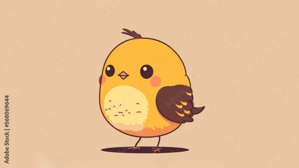 Kawaii chibi bird picture. Cartoon happy little drawn chicks Stock ...