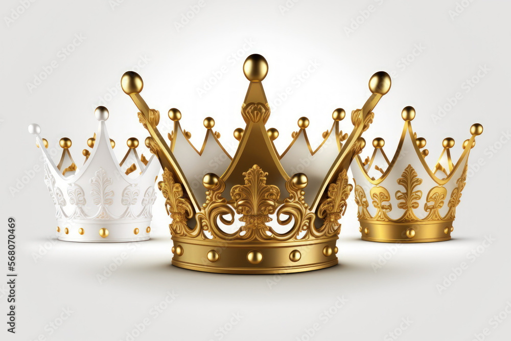 White backdrop with three golden crowns. Generative AI Stock ...