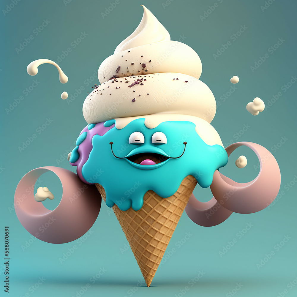 Cartoon Ice Cream character Stock Illustration | Adobe Stock