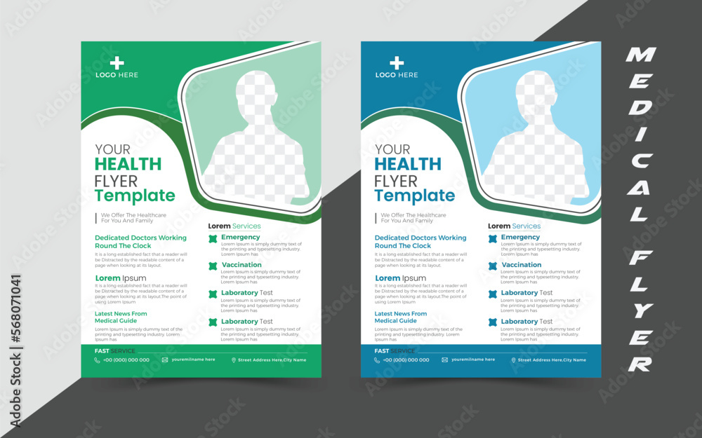 Corporate healthcare and medical flyer or poster, Medical Service Flyer ...