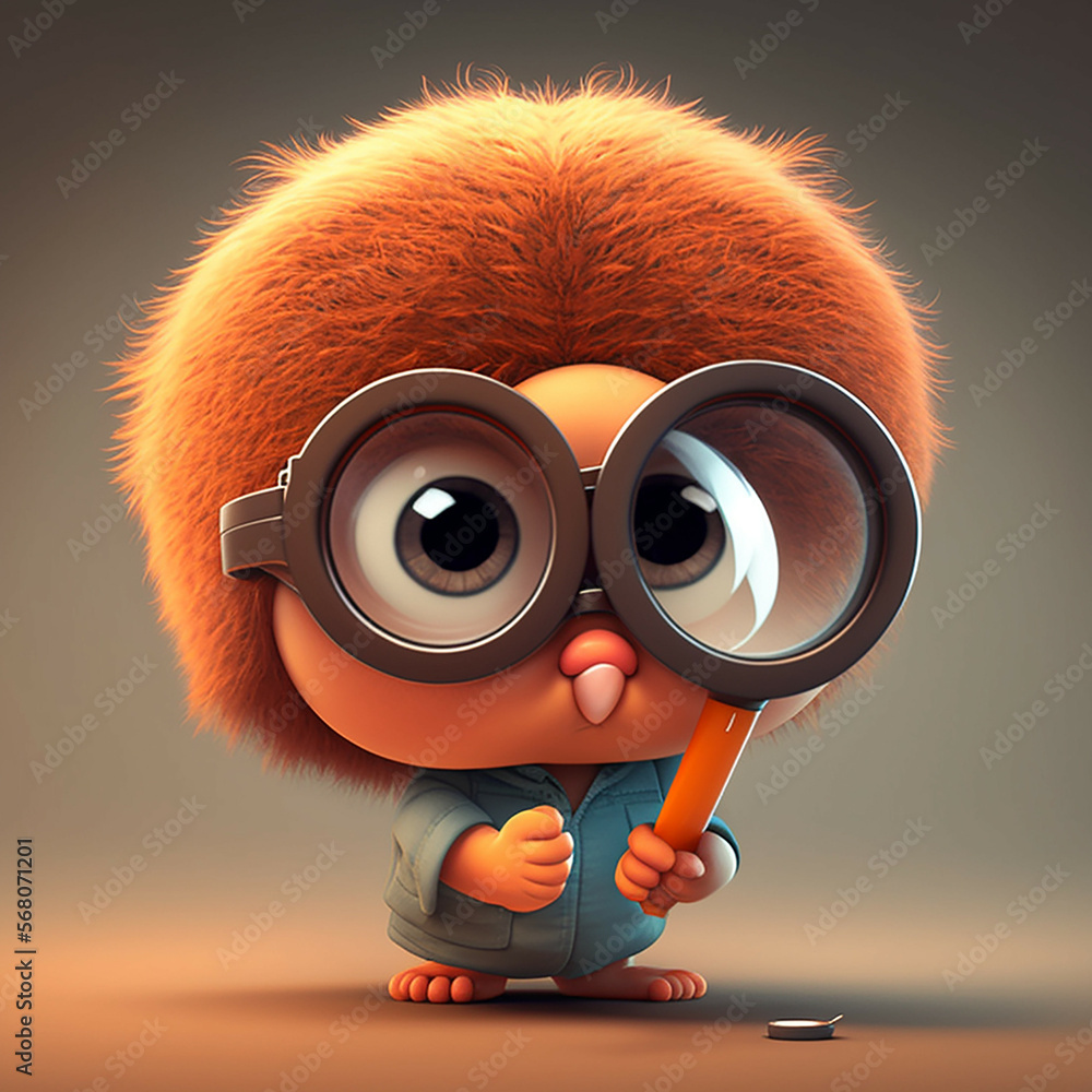 Cute Cartoon Search Character Stock Illustration | Adobe Stock