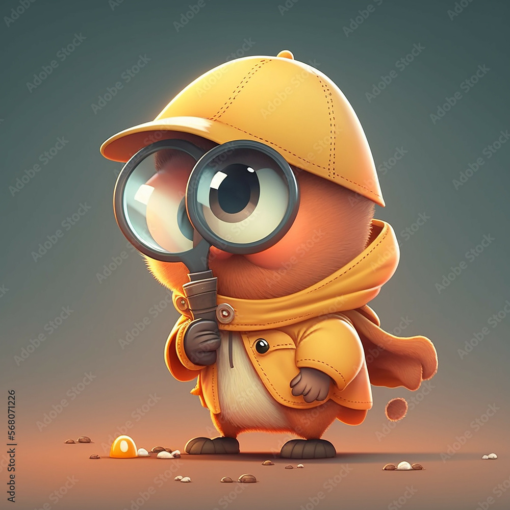 Cute Cartoon Search Character Stock Illustration | Adobe Stock