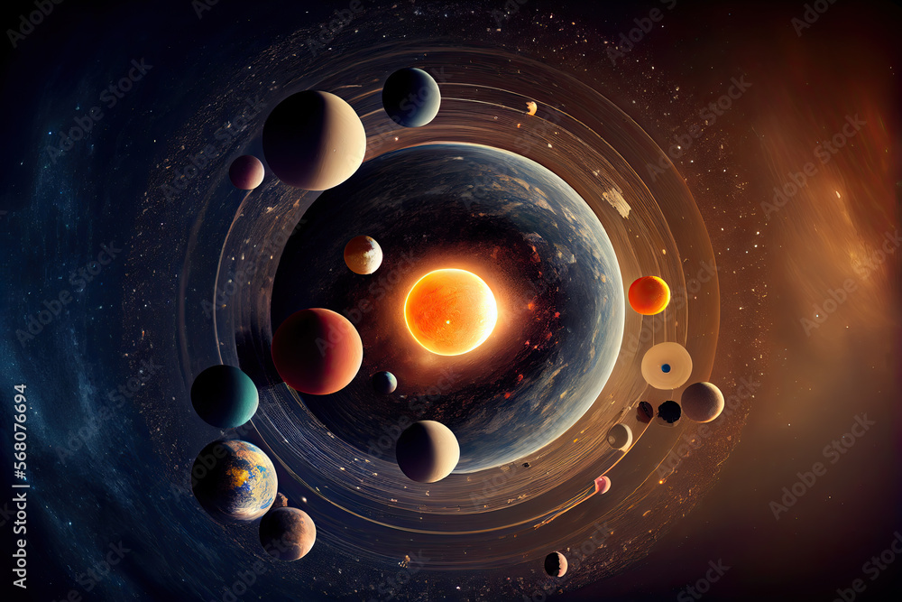 Miniature toy-like collection of solar system planets. Stock ...