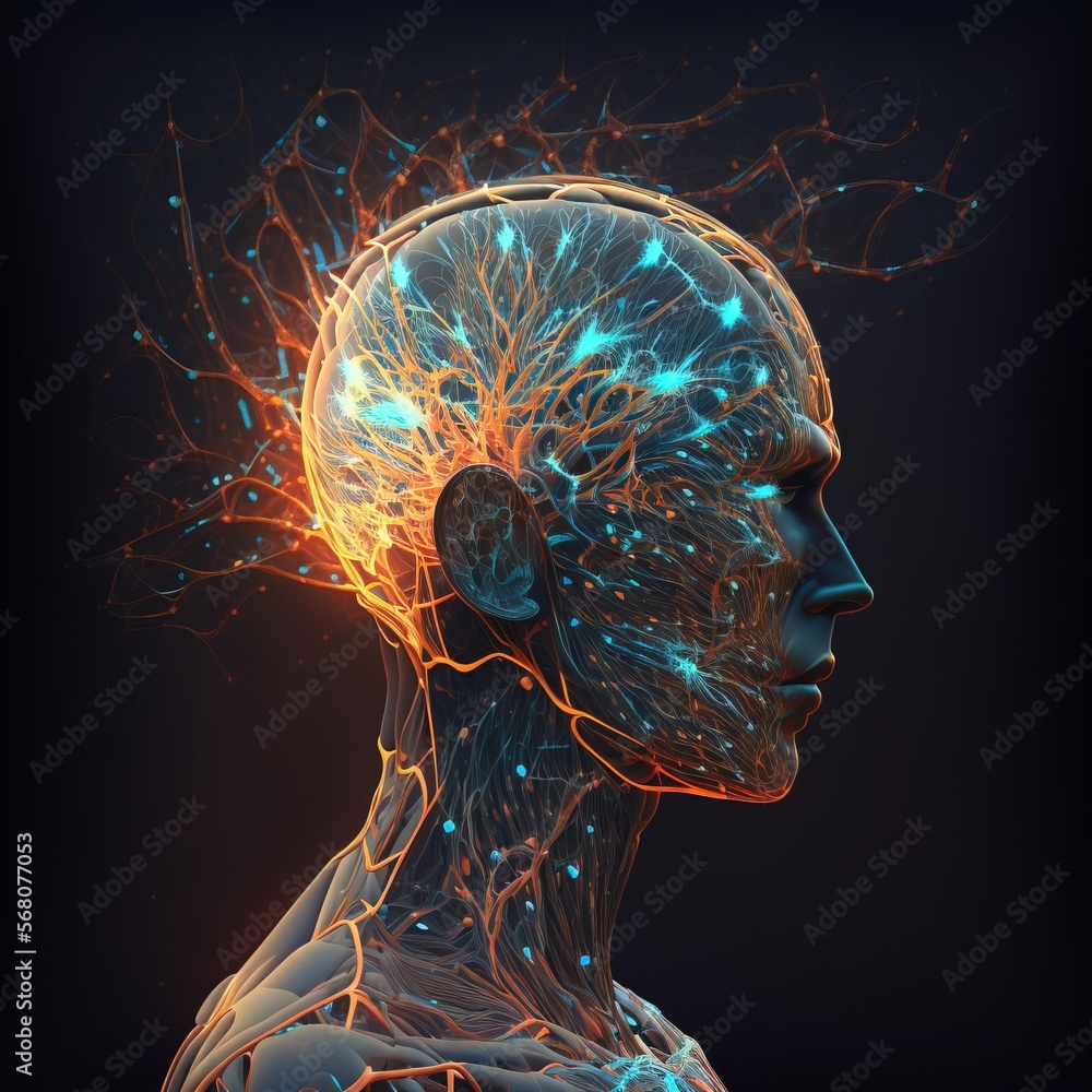 Human Brain And Its Neural Networks Generative Ai Stock Illustration Adobe Stock