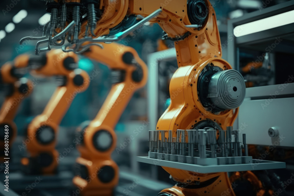 manufacturing lines with robotic arms are current industrial technology ...