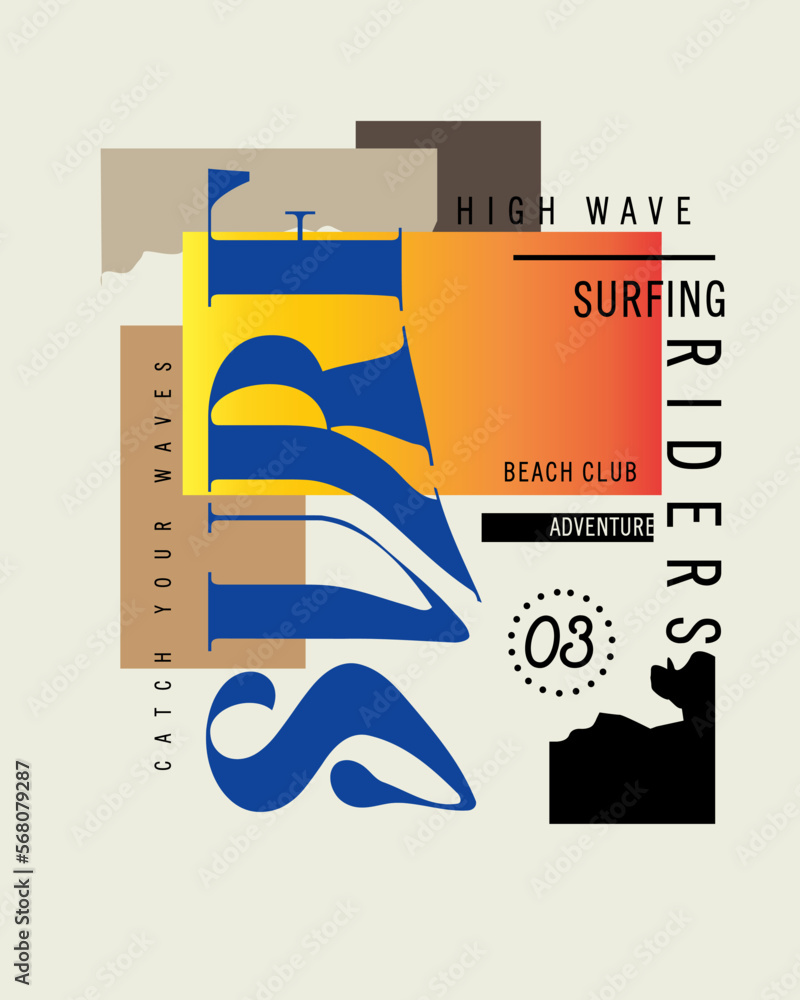 Surf Riders Beach club Adventure typography surf design graphic design ...