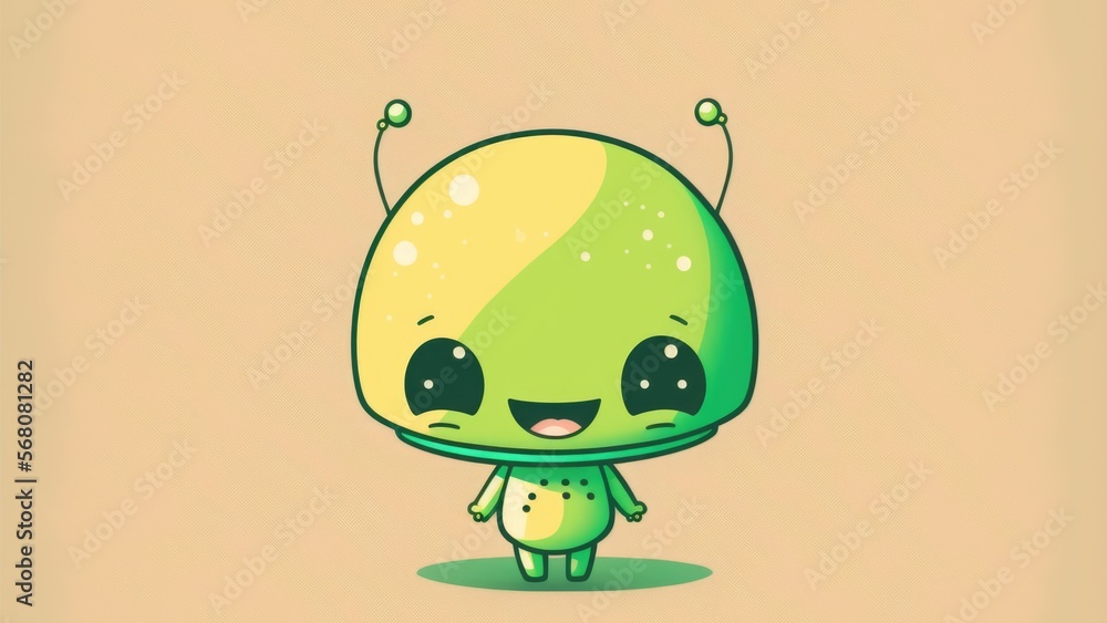 Cute little alien chibi picture. Cartoon happy drawn characters Stock ...