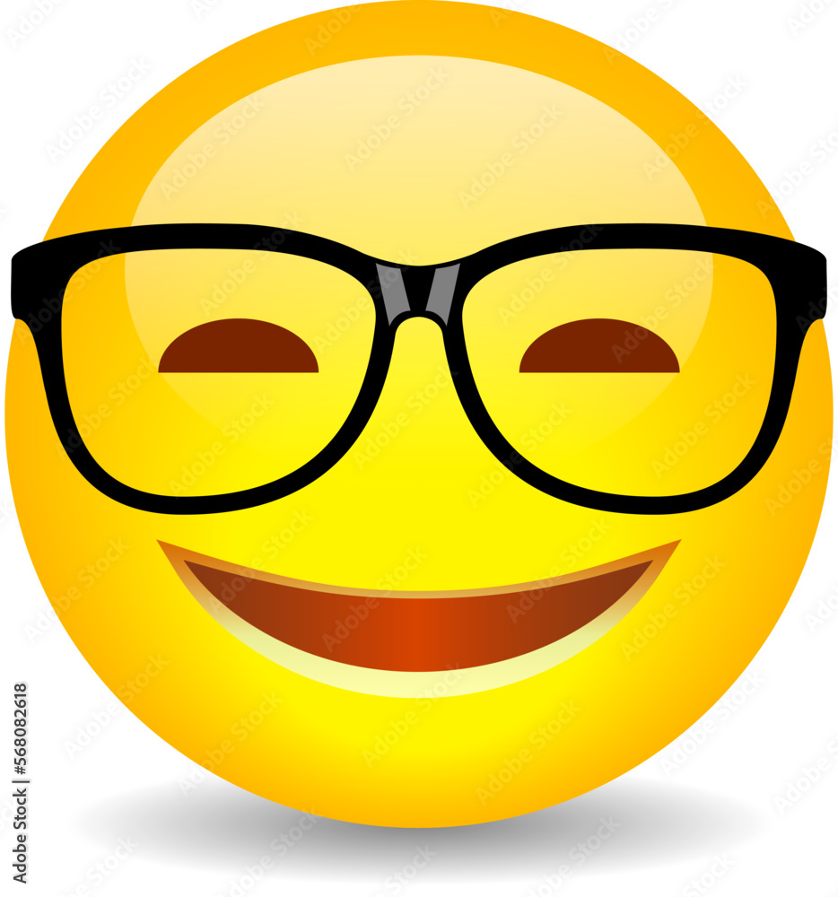 Nerd emoji with glasses, vector cartoon Stock Vector | Adobe Stock