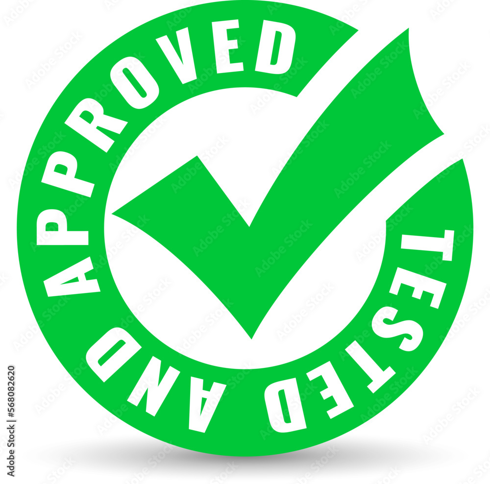 Tested and approved vector tick icon, quality control mark Stock Vector ...