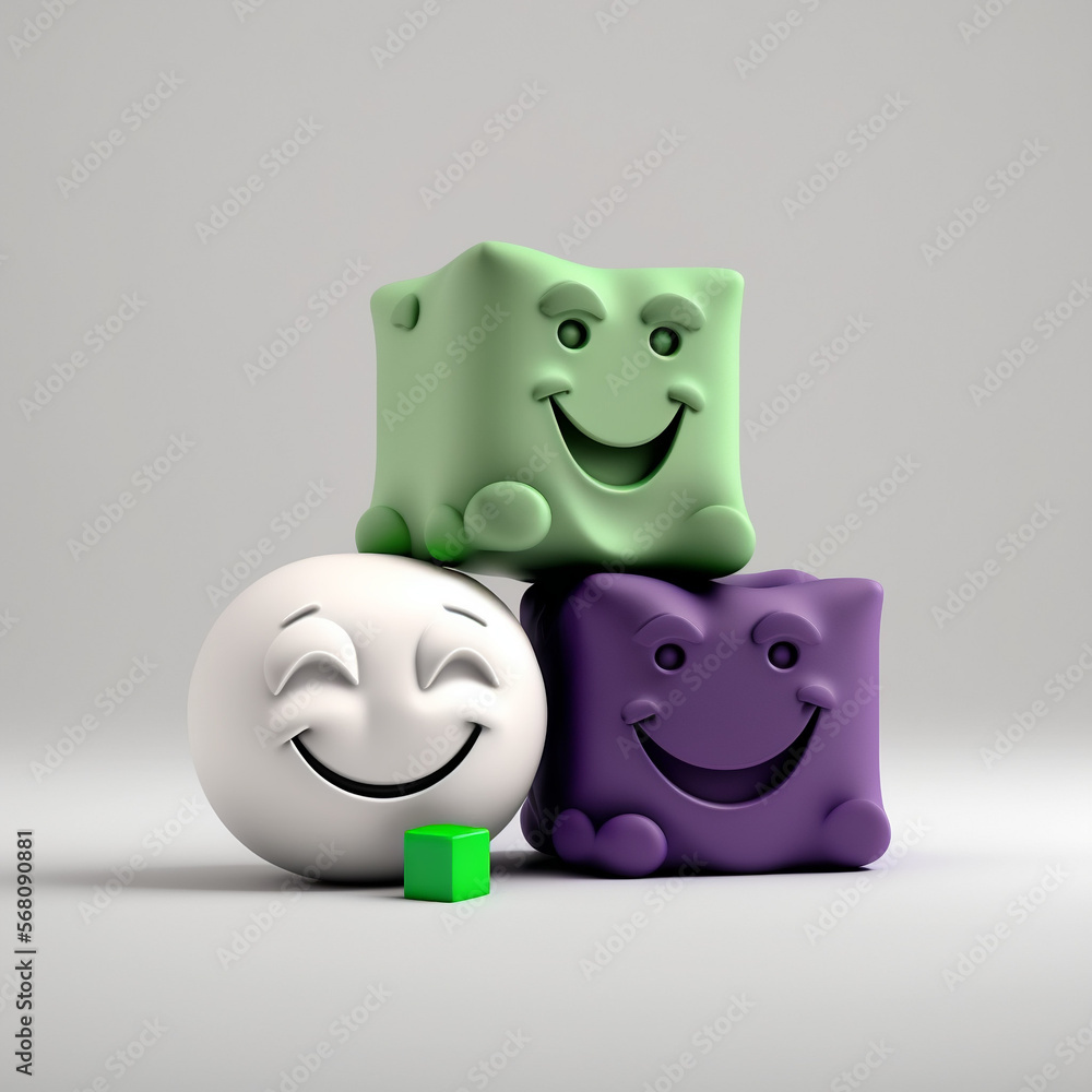 Trzy pozytywne buźki 3d, zróżnicowana radosna grupa, Three positive 3d ...