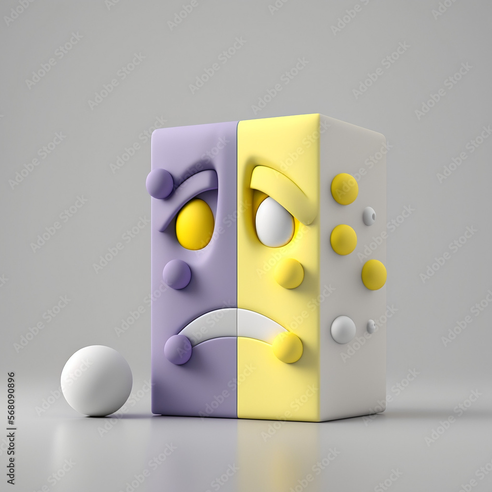 Smutna kostka emoji, bohater 3d, Sad emoji cube, 3d figure - AI ...