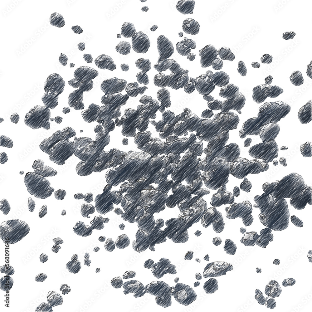 Asteroid belt isolated transparent background drawing Stock ...
