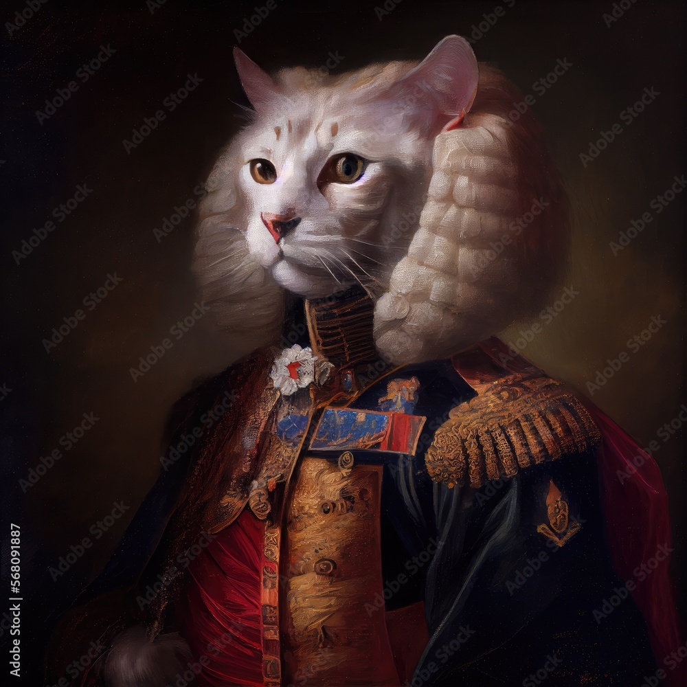 Funny cat historical oil painting of George Washington created with ...