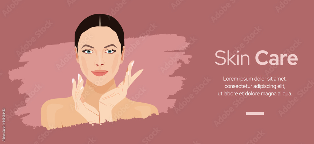 Skin Care banner design, Beautiful young woman for skin care cosmetic ...