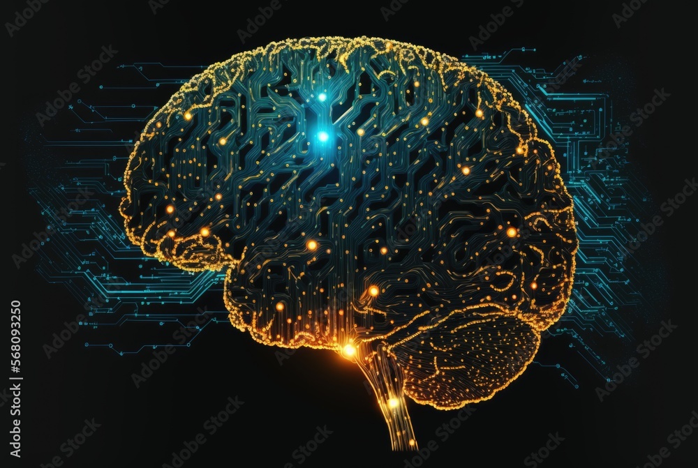 Brain with neural network .Artificial analysis of big data concept ...