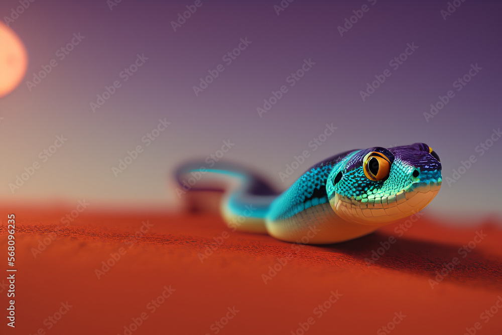 Beautiful desert snake cartoon illustration Stock Illustration | Adobe ...