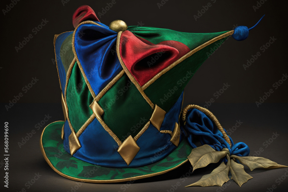 Shakespearean jester's hat made of velvet. Ideal for use in costume ...