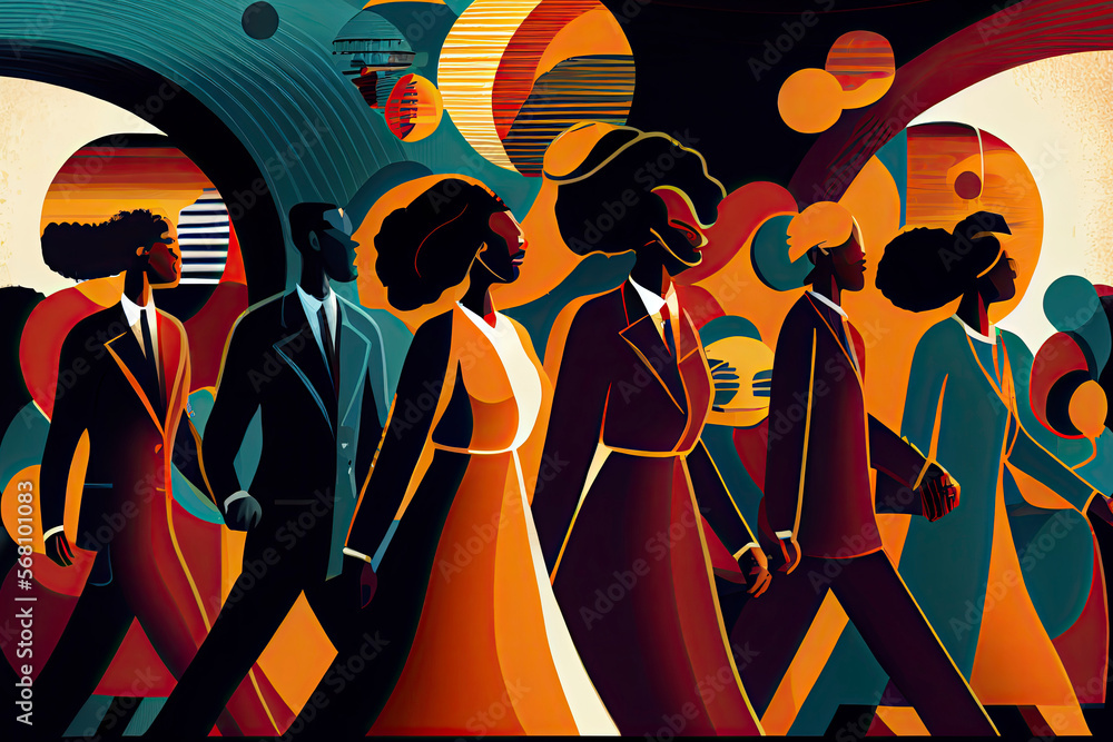 Black History Month Abstract Togetherness African American Black ...