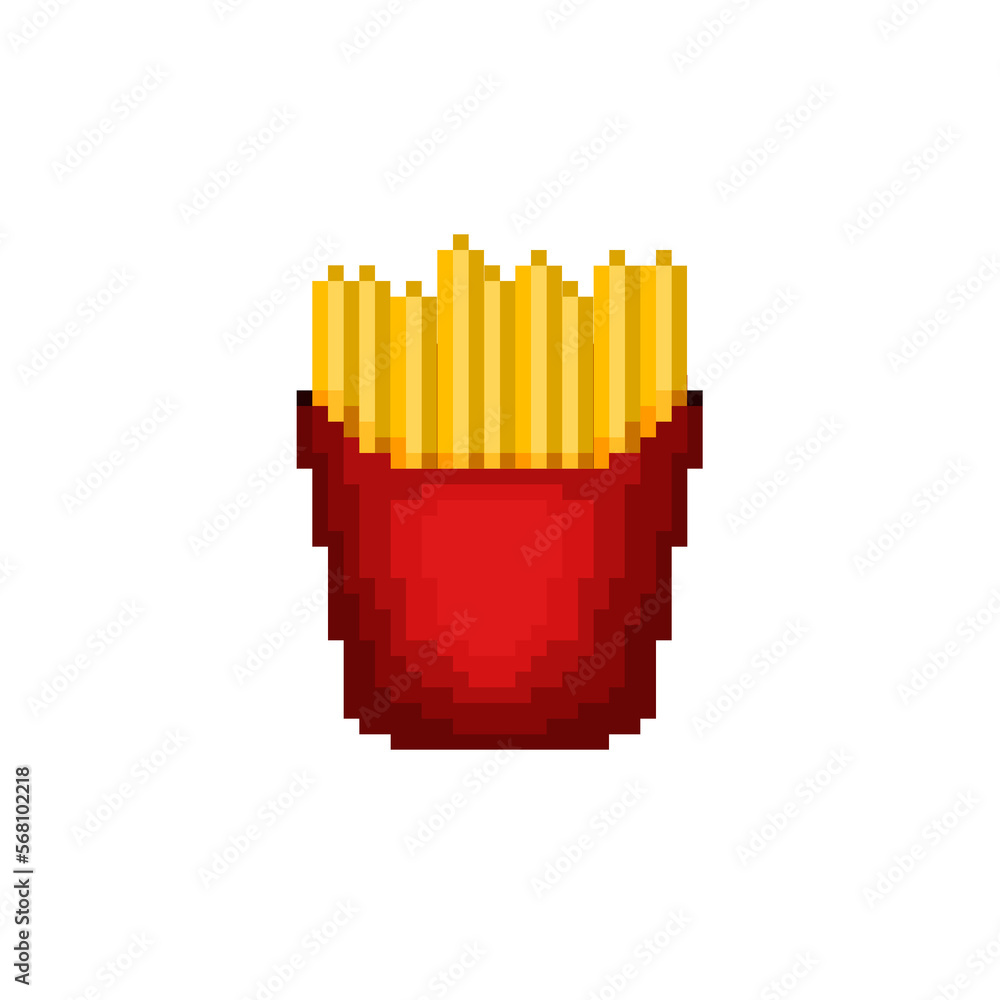 French fries pixelart icon fast food illustration concept Stock ...