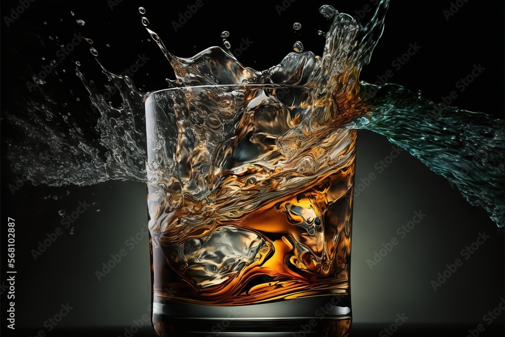 a glass filled with water with a splash of water coming out of it to ...