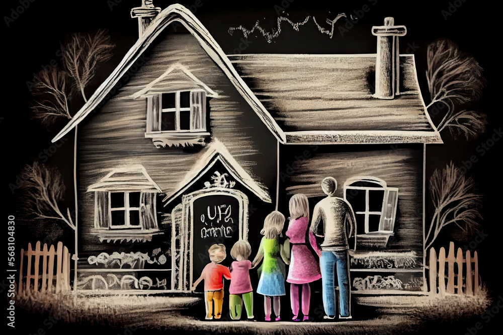 Kids drawing Happy family Mother, father, sister, brother Happy mom and ...