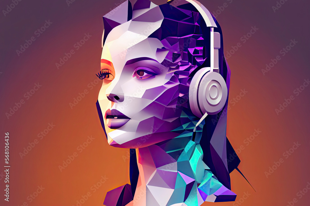 Virtual assistant voice recognition service technology. AI artificial ...