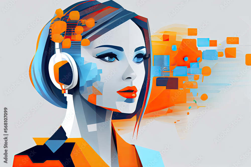 Virtual assistant voice recognition service technology. AI artificial ...