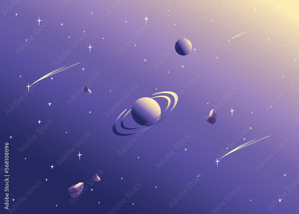 Space landscape depicting the surface of the planet in craters, starry ...