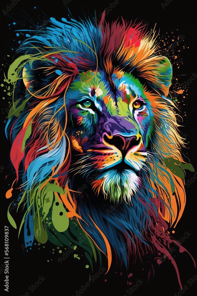 Illustrative Lion Head Painting
