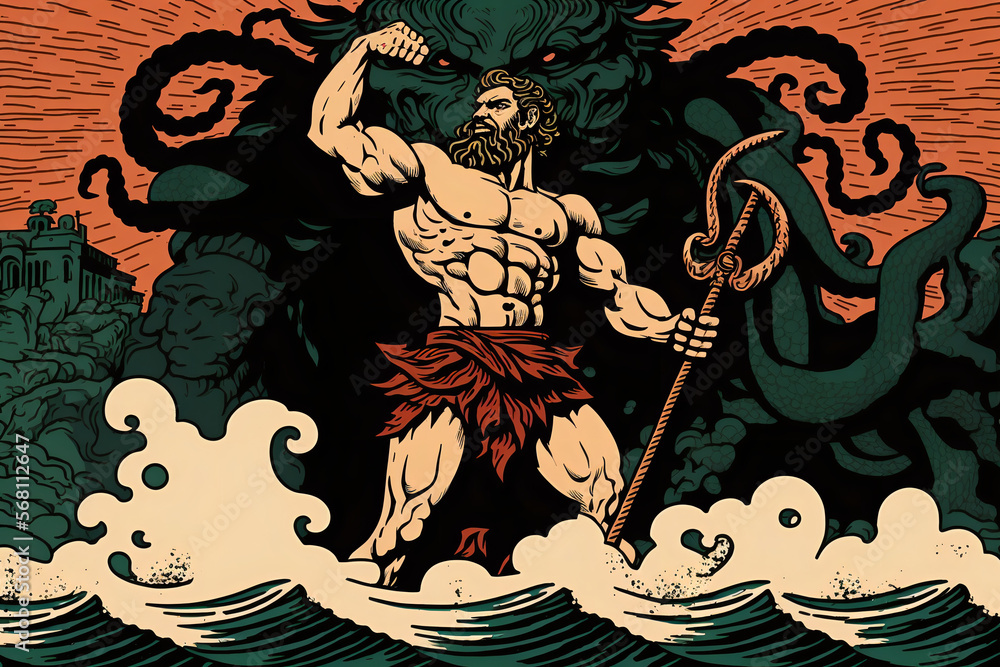 This illustration depicts Heracles, the Greek mythological hero ...