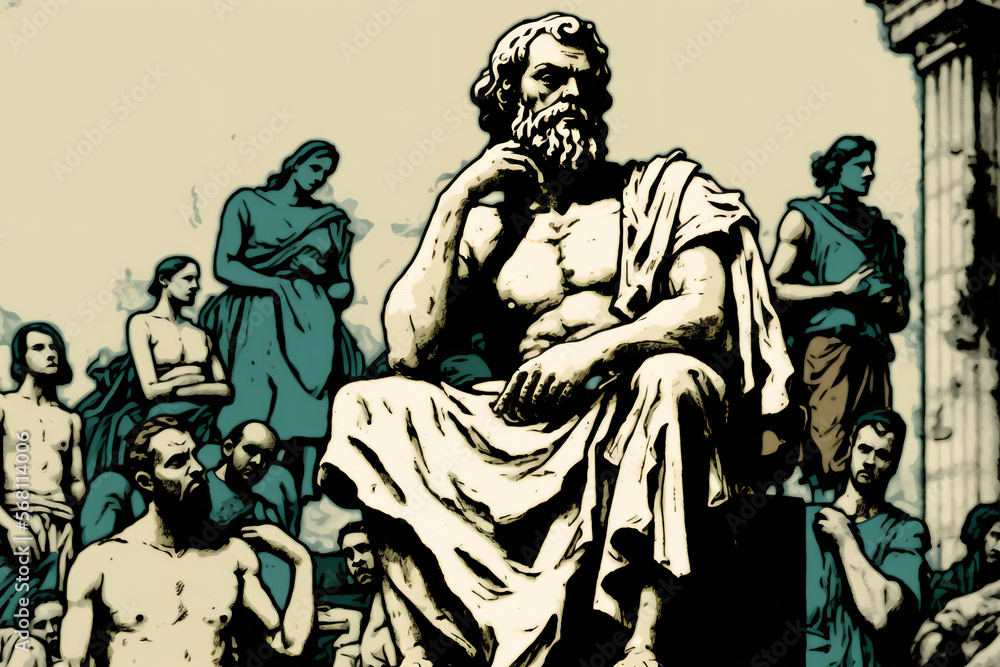 the philosopher Socrates preaching his philosophy in the streets of ...