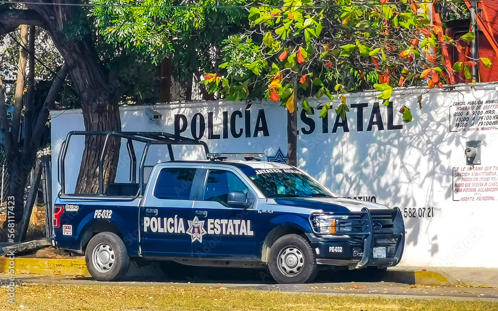 Mexican police car vehicle police operation in Puerto Escondido Mexico ...