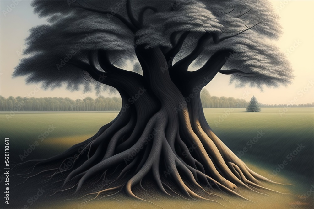 abstraction tree green red yellow neon mother-of-pearl road forest dome ...