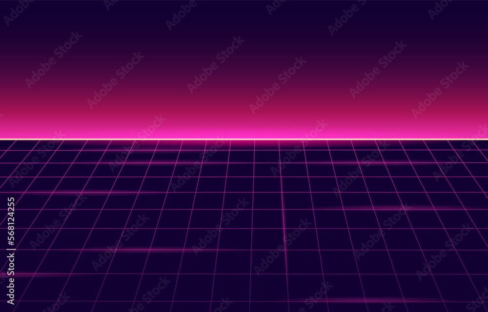 Retro wave cyber background, laser grid, Abstract digital background ...