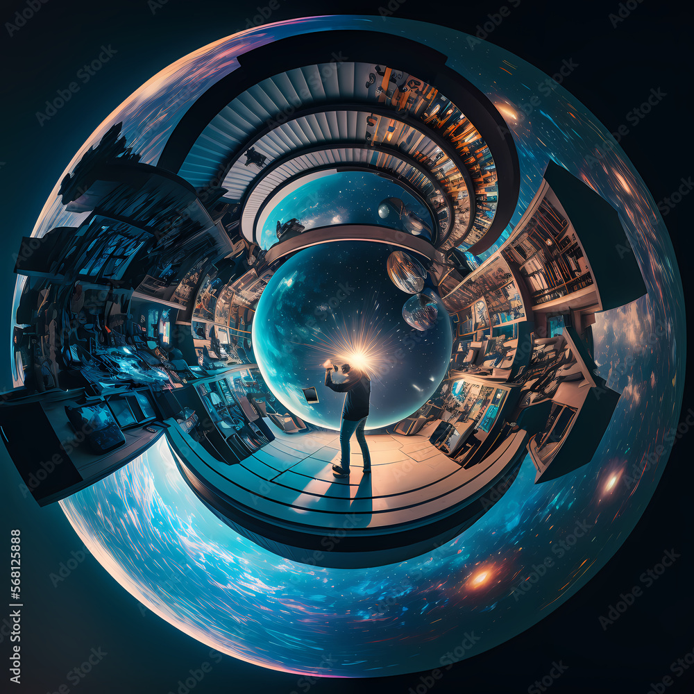Inside a Tiny Planet from a Virtual reality user who is using VR Lenses ...
