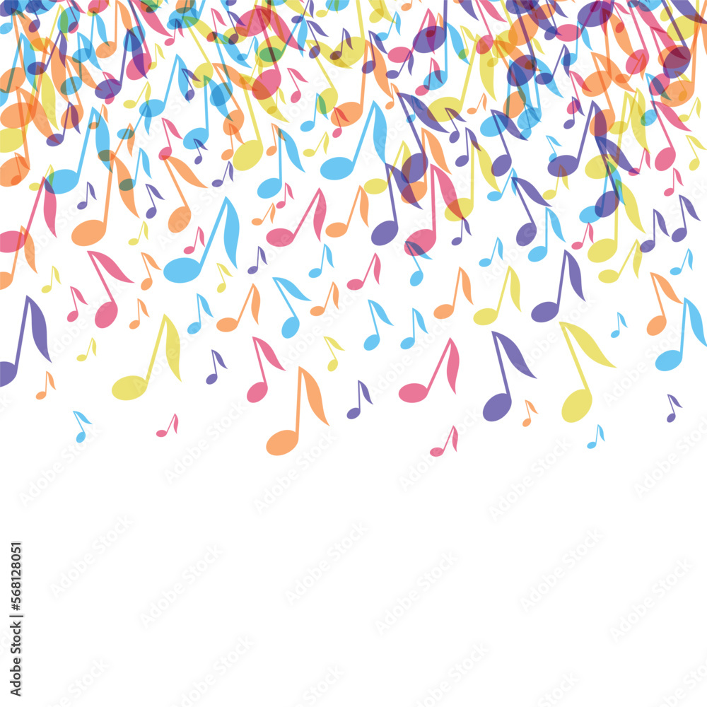 Colorful Music notes border frame. Vector Illustration background Stock ...