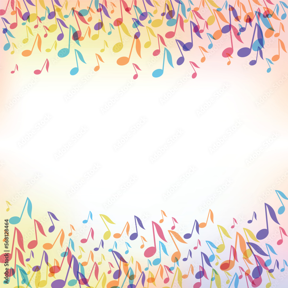 Colorful Music notes border frame. Vector Illustration background Stock ...