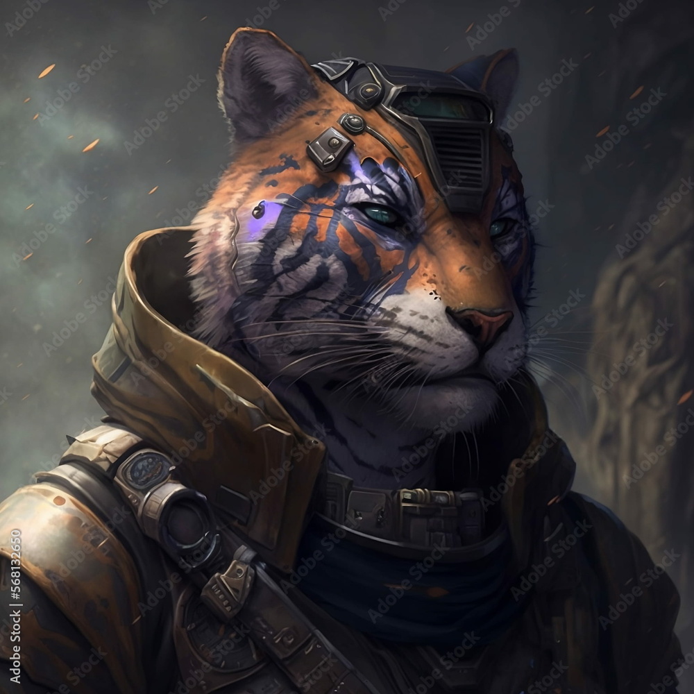 Role-play sci-fi character: male tigger ground unit Stock Illustration ...