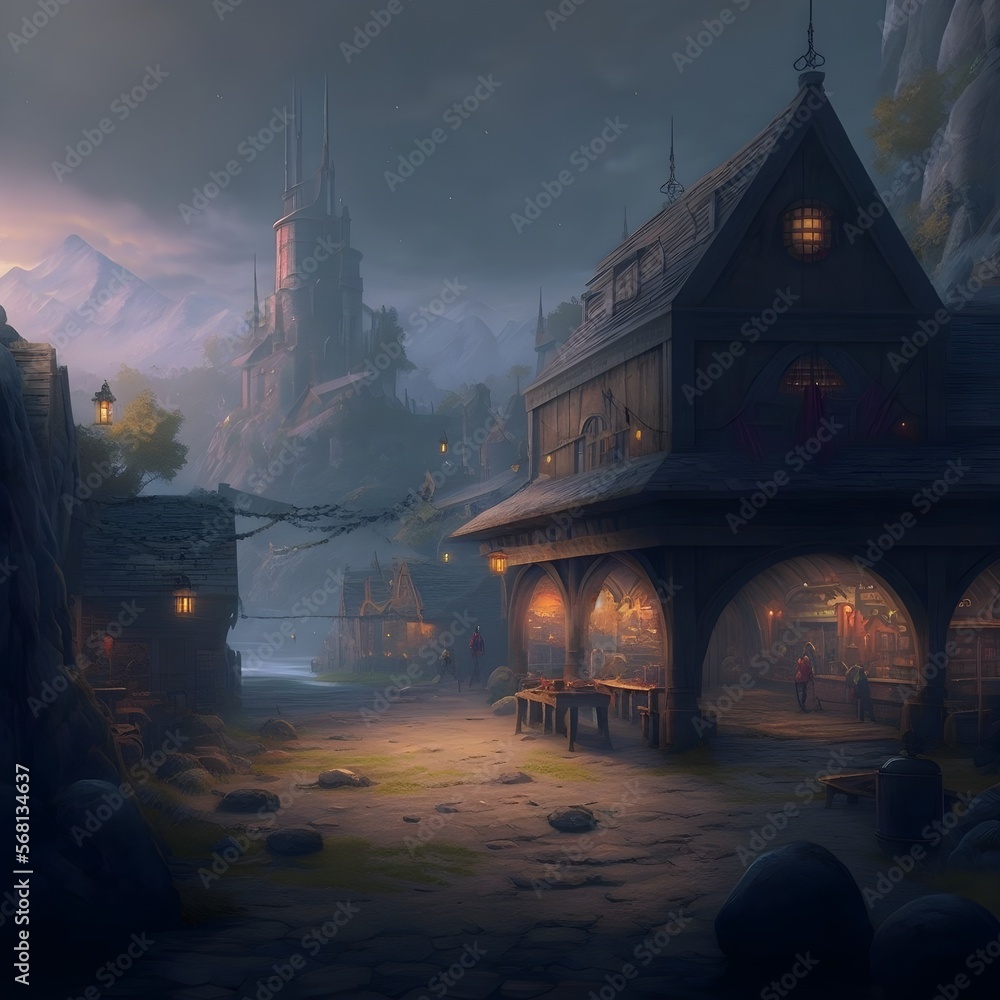 a landscape of in a Dungeons and Dragons The Witcher Lord of the Rings ...