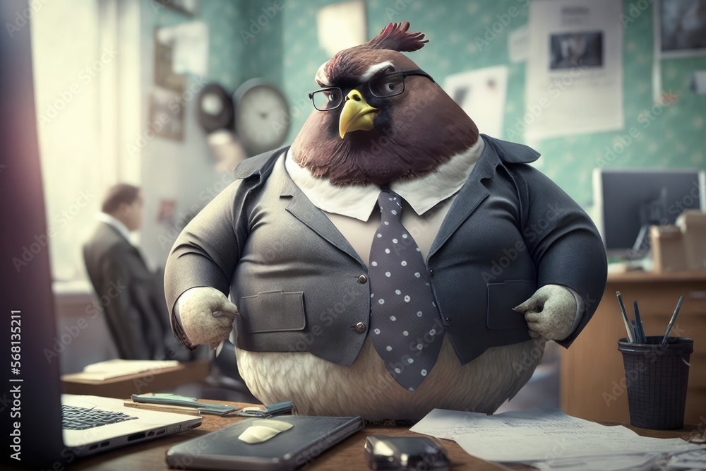 The Resplendent Fat chubby Chicken Man Donning a Formal Business Suit ...