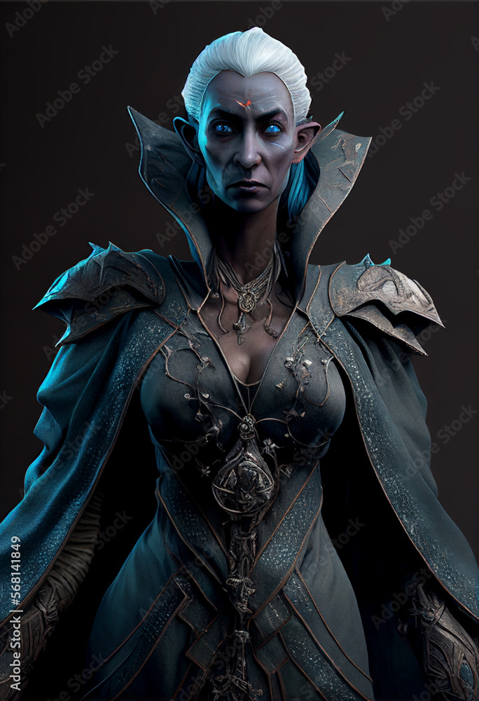 Fantasy RPG Dark Elf character, magic, illustration for portraits and profile pictures, Dungeons ...