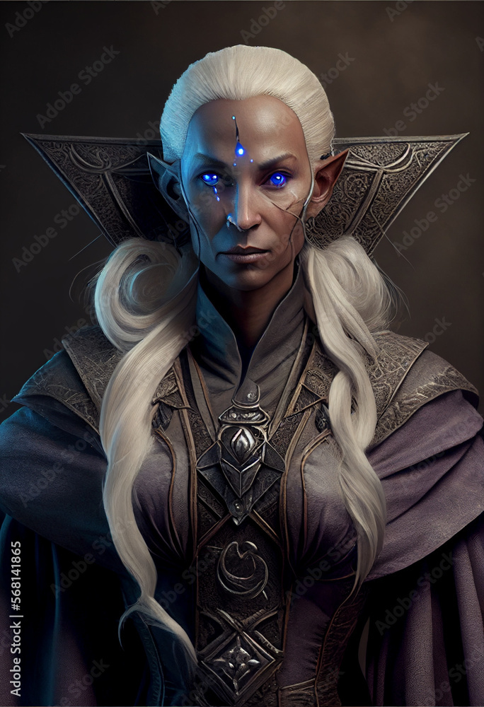 Fantasy RPG Dark Elf character, magic, illustration for portraits and ...