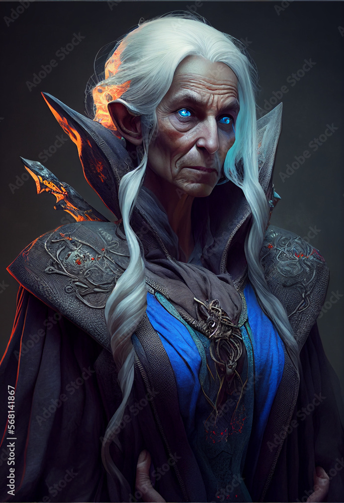 Fantasy RPG Dark Elf character, magic, illustration for portraits and ...