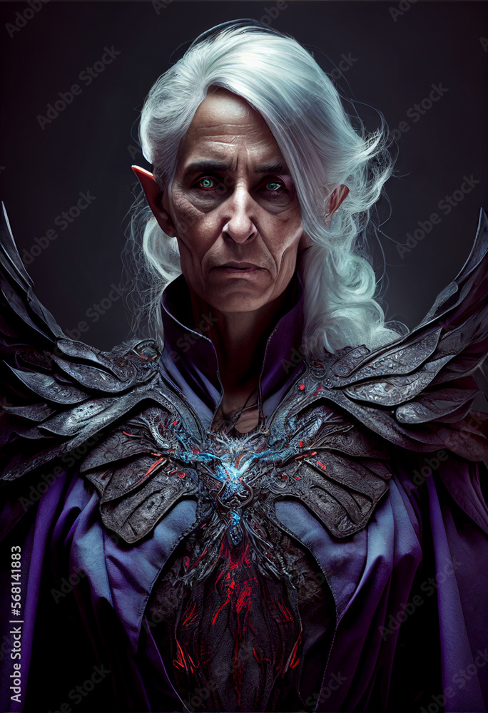 Fantasy RPG Dark Elf character, magic, illustration for portraits and ...