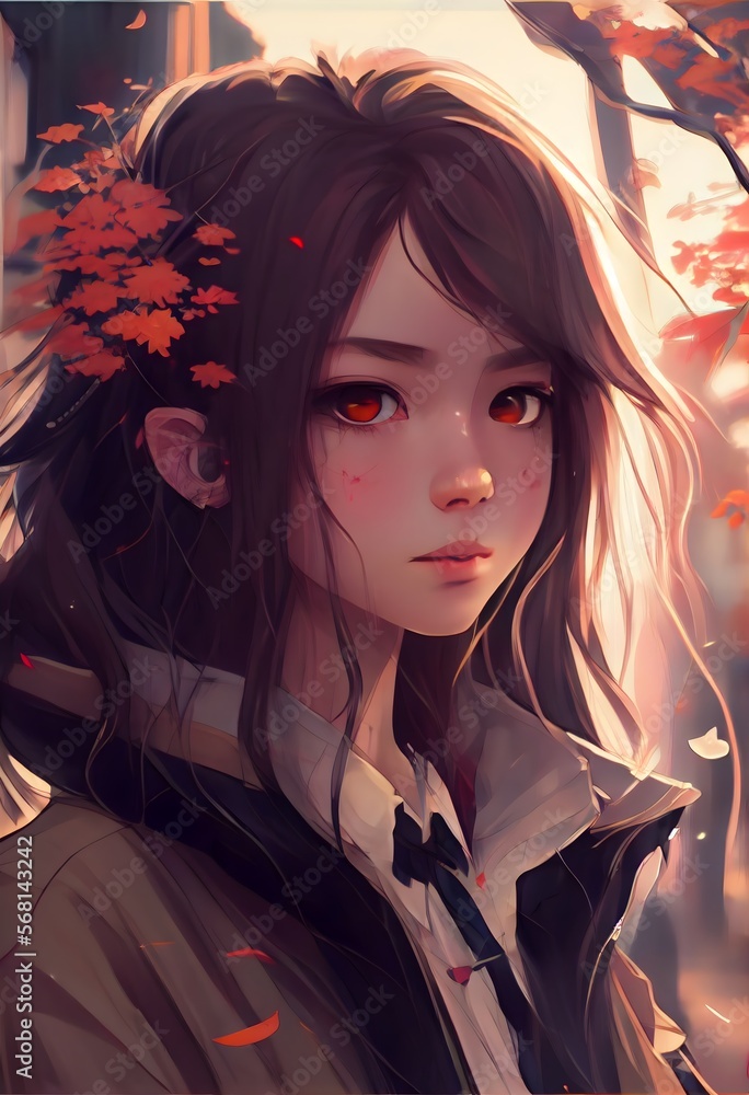 Evil Anime Girl Portrait: Captivating and Intriguing Stock Illustration ...
