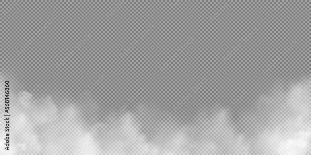 White smoke texture isolated on transparent background. Steam special ...