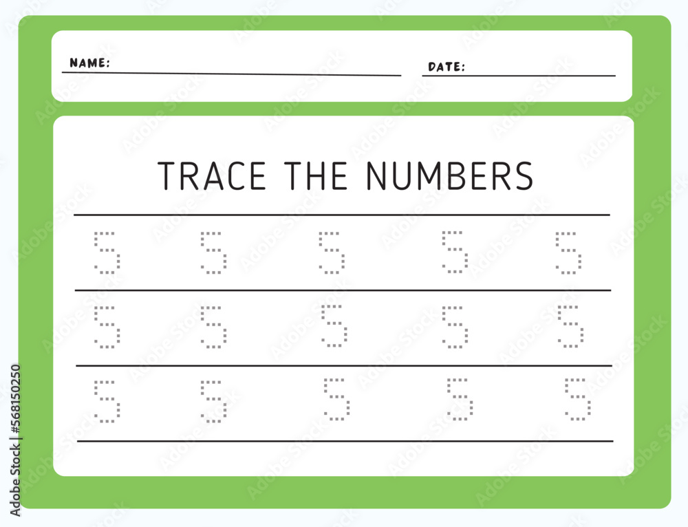 Writing practice number five printable worksheet for kids to improve ...