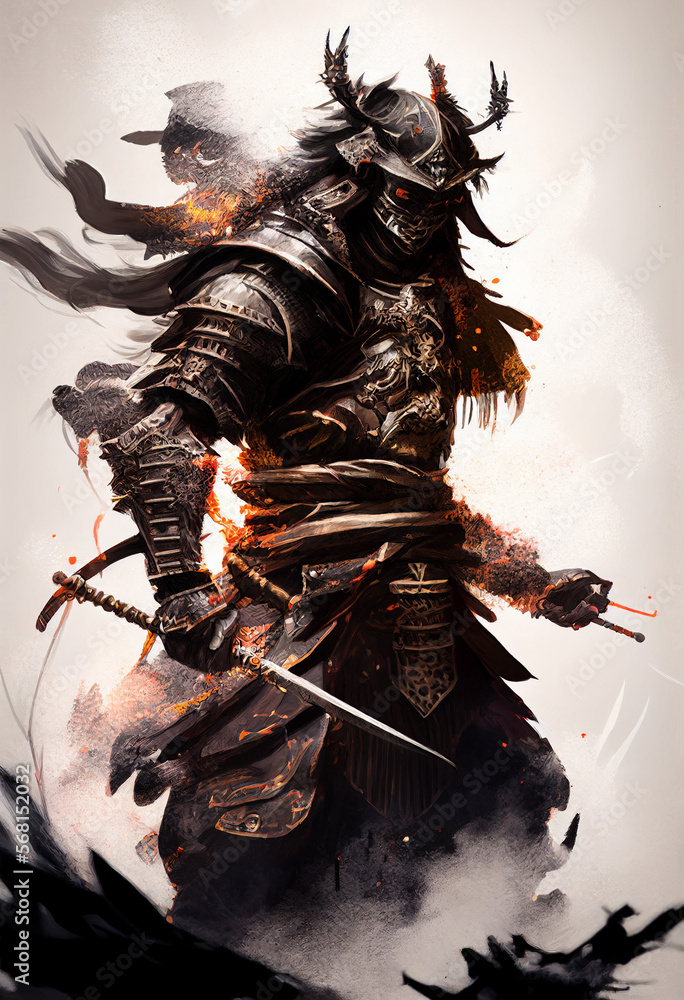 AI Ancient Samurai ready for battle to kill Japanese demons. It is ...