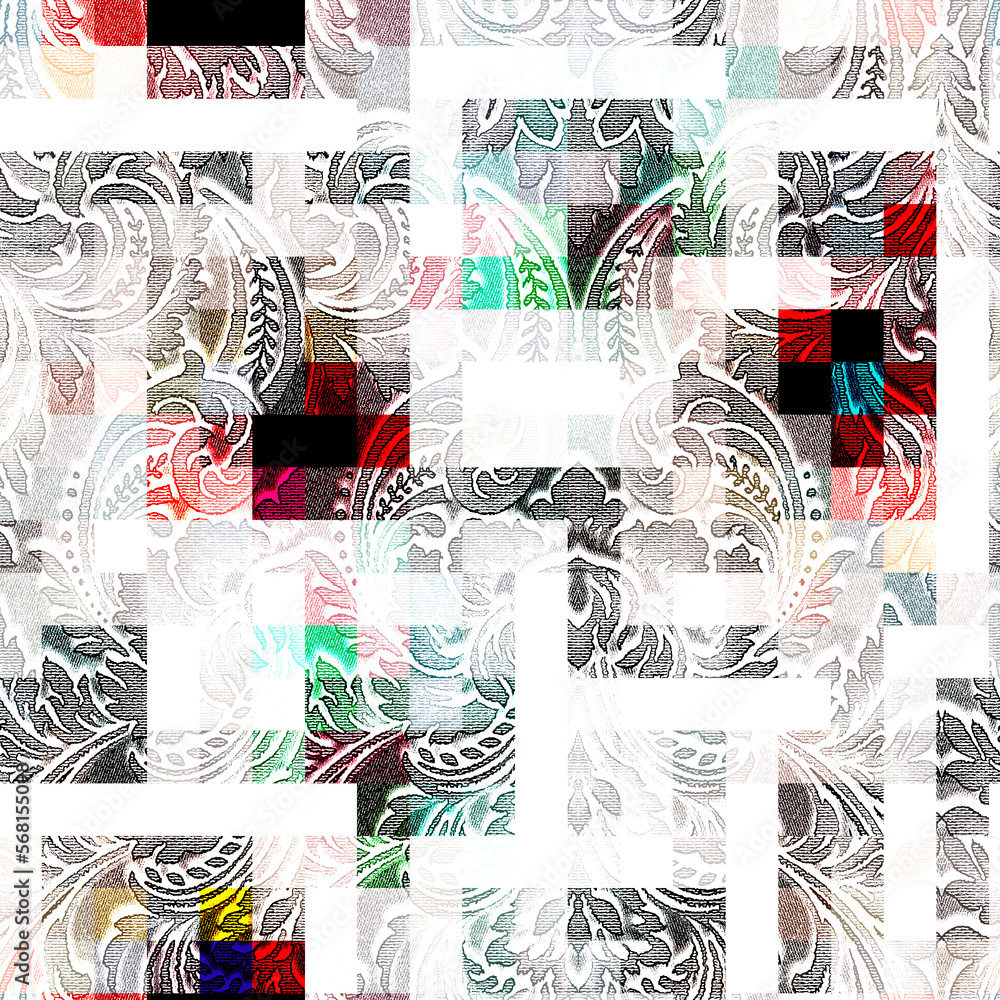 05 02 2023 Abstract art with Paisley hard graphical surface pattern ...
